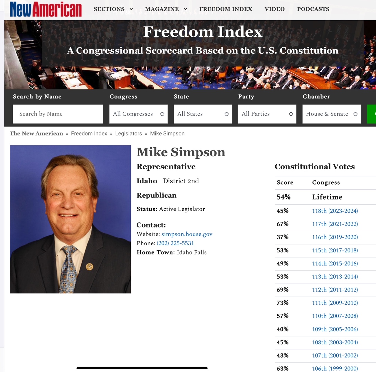 Mike Simpson (Incumbent U.S. Congressman) - Magic Valley Liberty Alliance